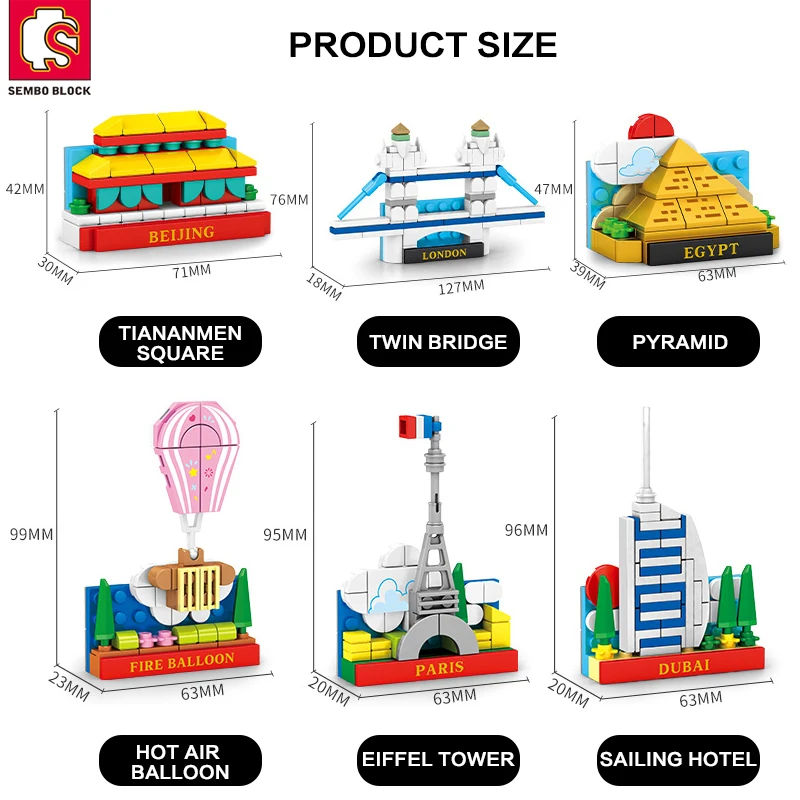 SEMBO-BLOCK-Fridge-Magnets-Building-Blocks-World-Famous-Landmark ...