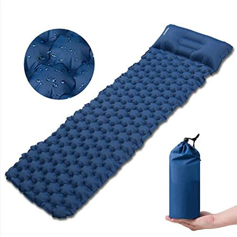 Colchoneta inflable para acampar al aire libre, colchón con almohadas ...