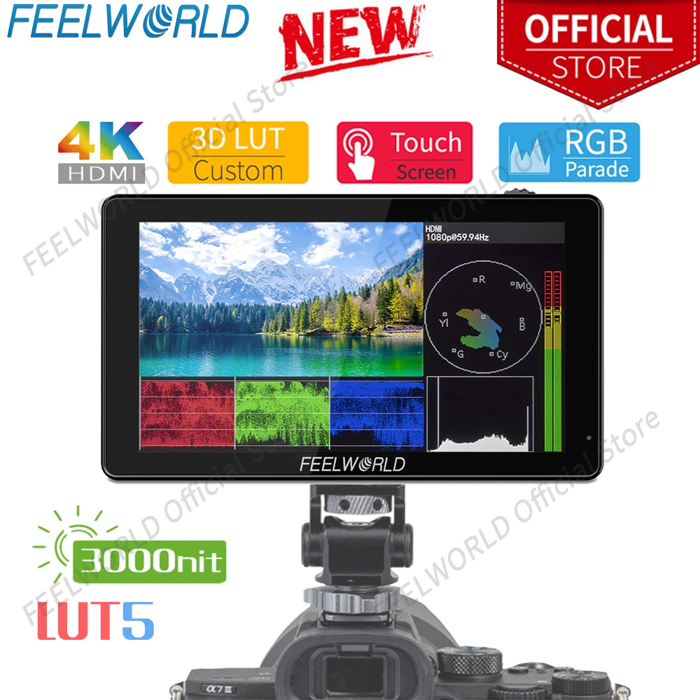 Feelworld Lut5 5.5 Polegada Ultra Alto Brilhante 3000nit 4k Saída De ...