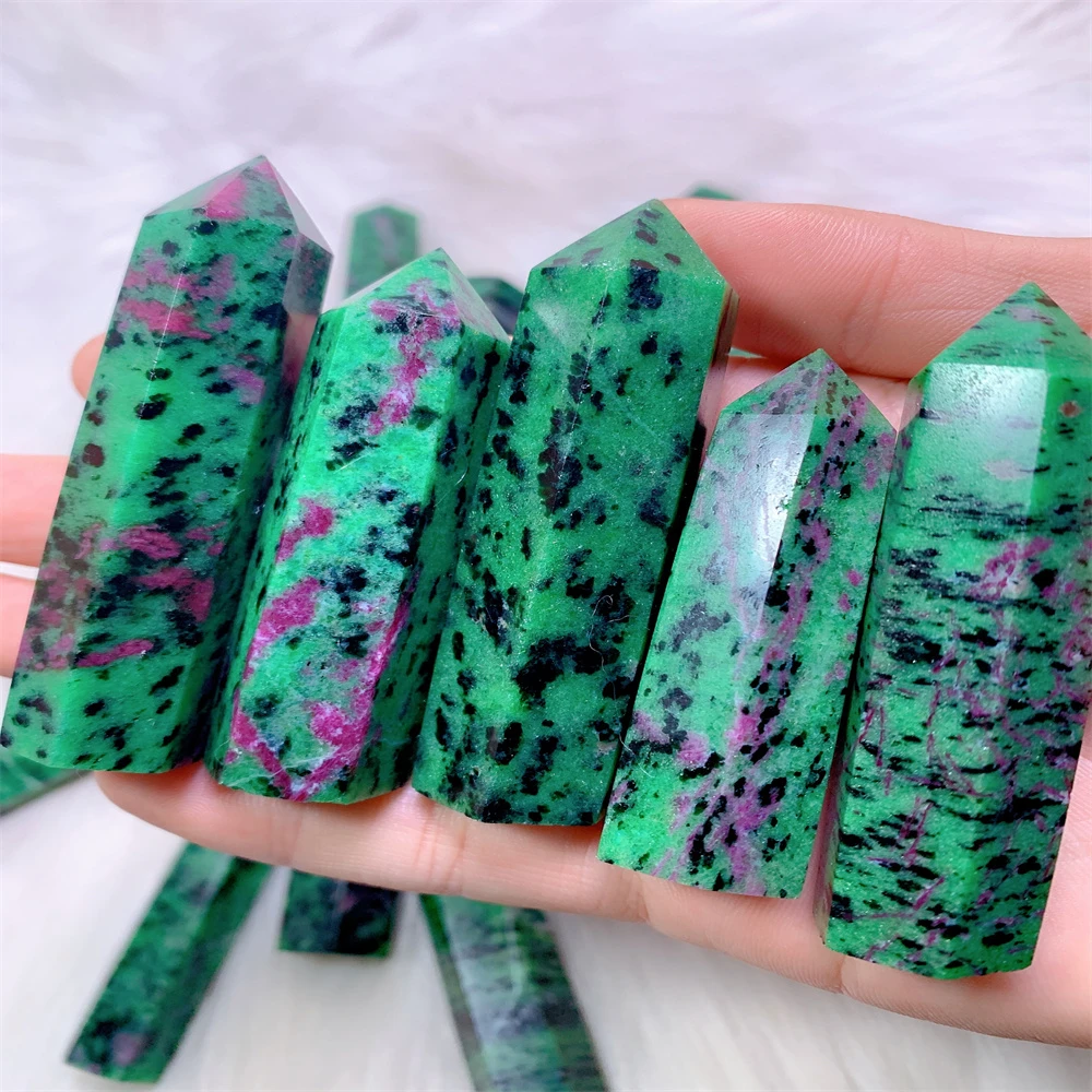 Natural Crystal Tower Gemstone Wand Healing Chinese Ruby Zoisite Tower ...