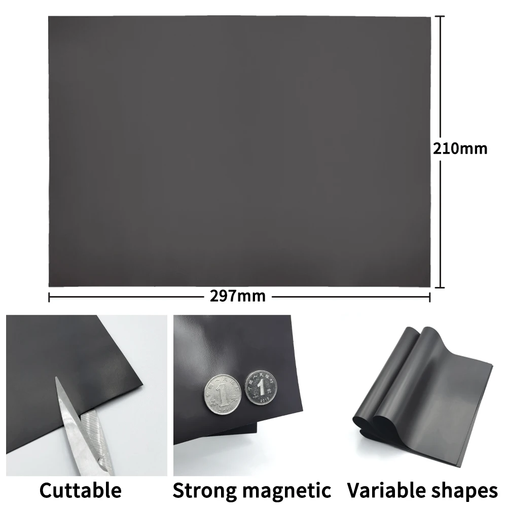 A4 Magnet Sheets 0.5mm Black Magnetic Mats for Refrigerator Photo and ...
