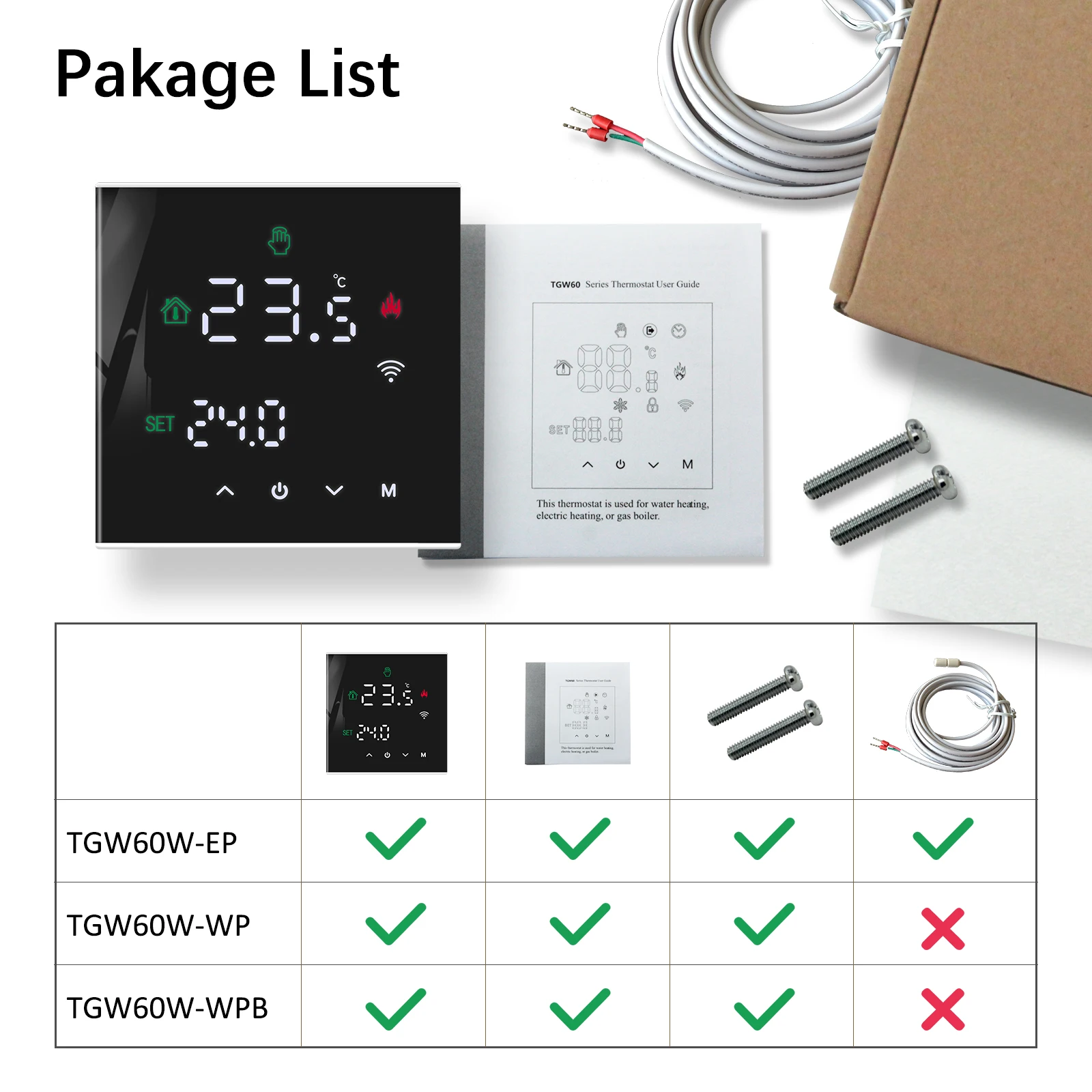 Thermostat Régulateur,Thermostat intelligent Wifi Tuya,pour chauffage au sol et chaudière à gaz ...