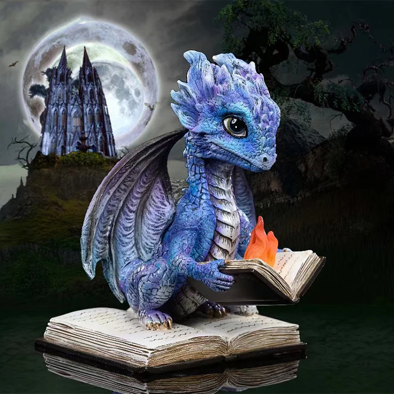 Baby-Dragon-Statue-Hand-Painting-Magic-Dragon-Figurine-Resin-Home-Decor ...
