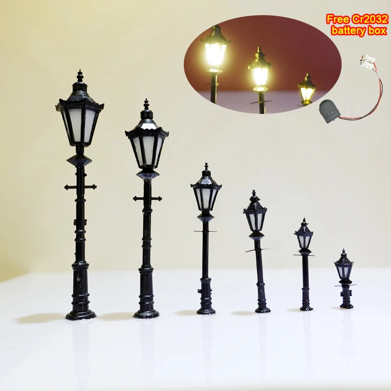 3PCS-1-87-HO-Scale-Model-Light-Railway-Lamppost-LED-3V-Park-Lanterns ...