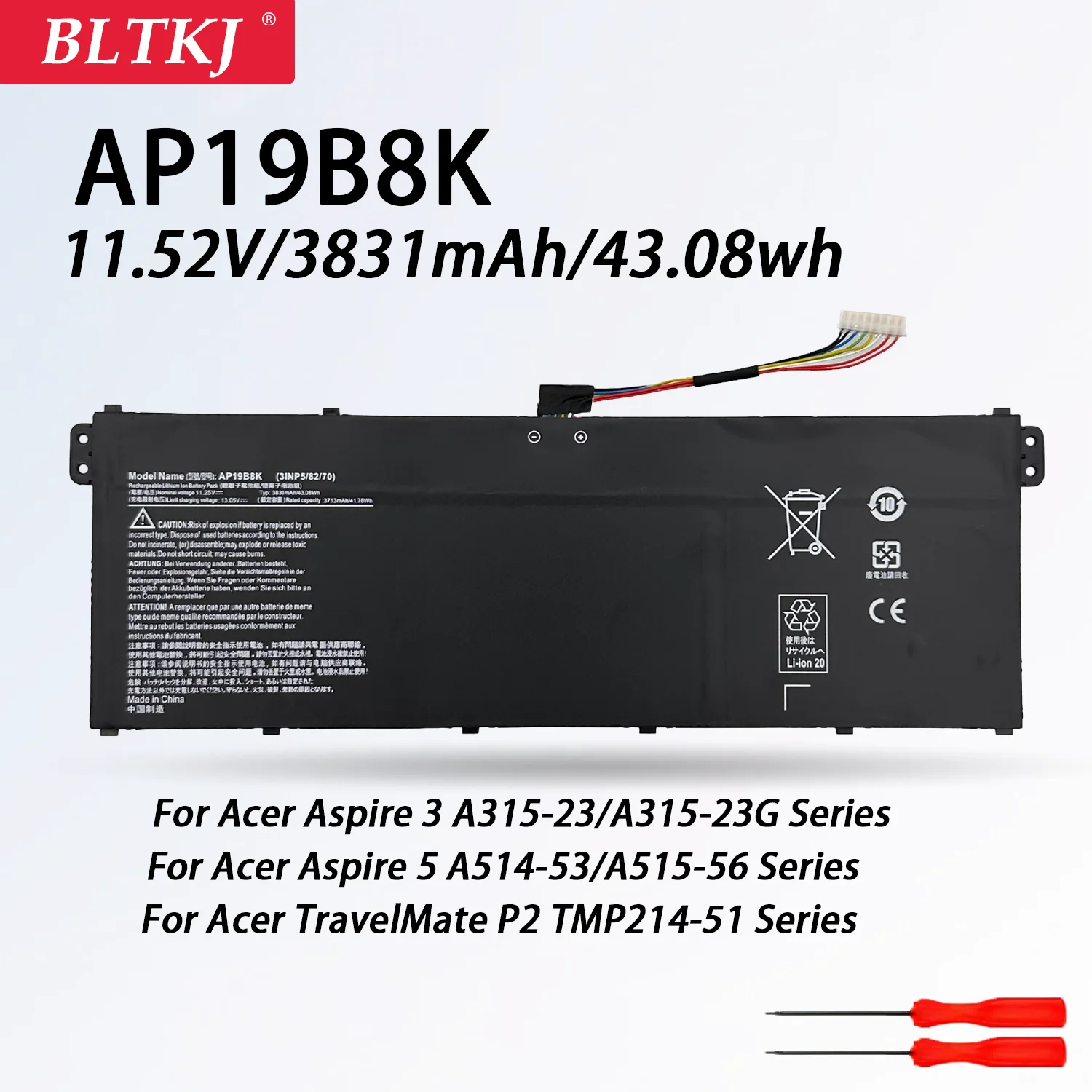 AP19B8K 11.52V 3831mAh Laptop Battery For Acer Aspire 3 A315-58 A317-52 ...