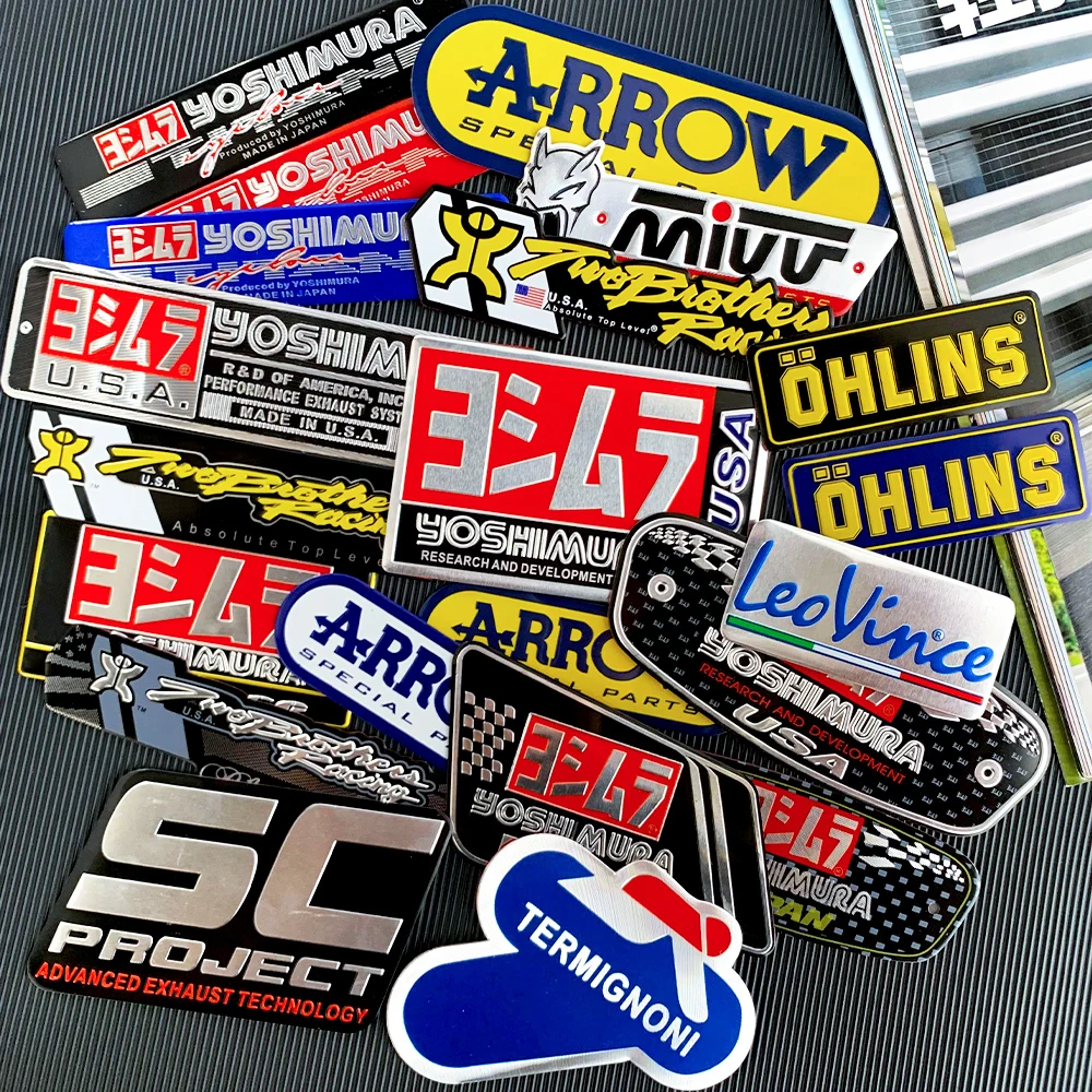 Aluminium Motorcycle Exhaust Pipe Stickers Yoshimura Arrow Decals for ...