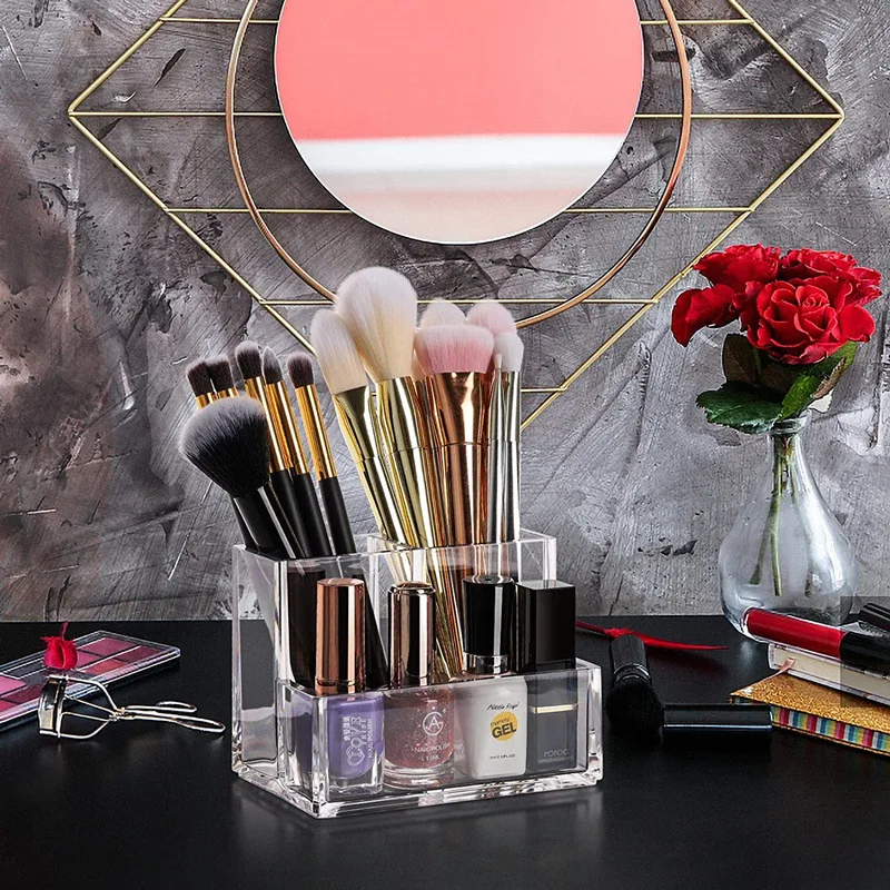 Transparent-acrylic-3-5-grid-makeup-box-makeup-brush-bucket-makeup ...