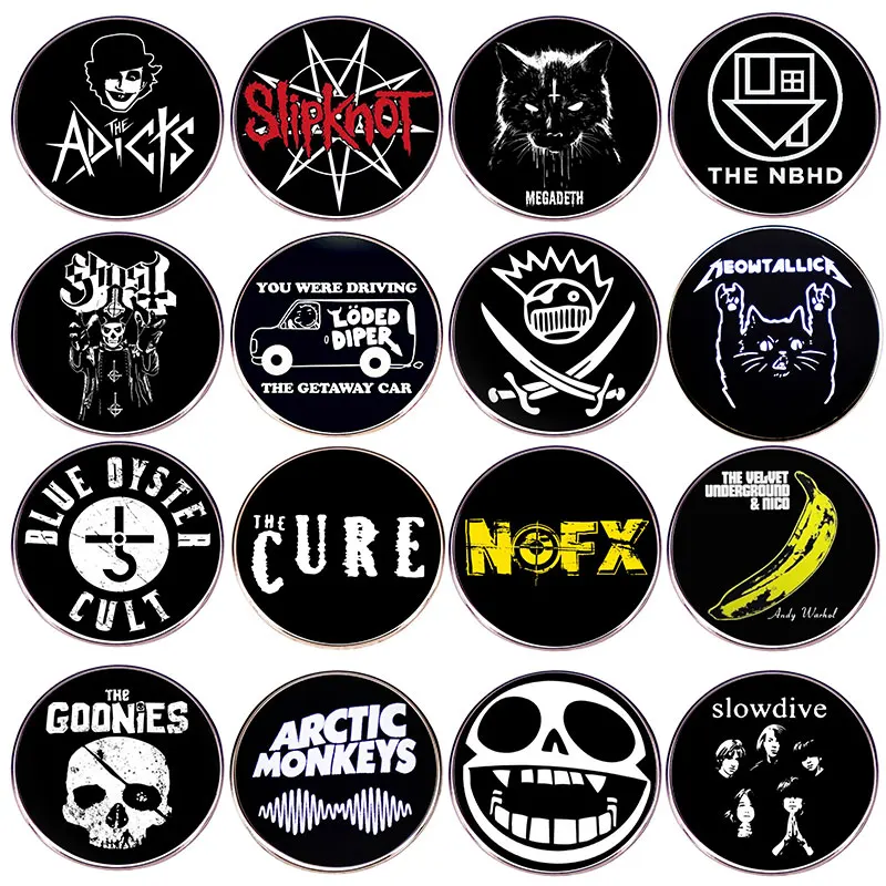 Rock Band Enamel Pins Gothic Style Music Metal Brooch Badge Fashion Jewellery Clothes Hat ...