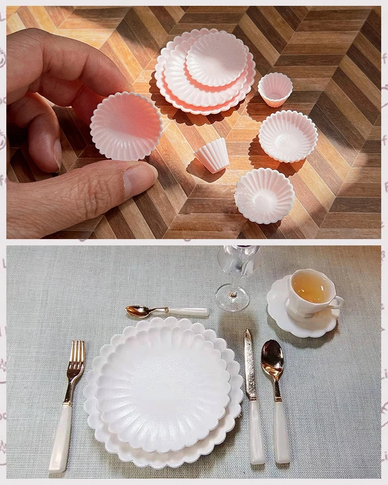 8PCS Miniature Dollhouse Kitchen Food Dessert Dish, 1/6 Scale Tableware ...