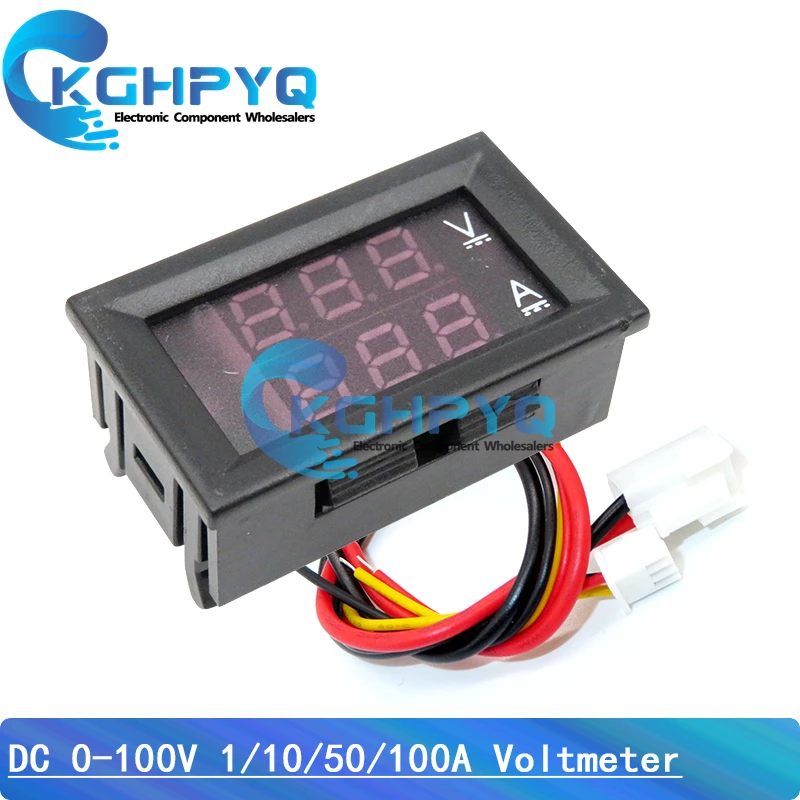 DC 0-100V 10A 50A 100A Digital Voltmeter Ammeter Dual Display Voltage ...
