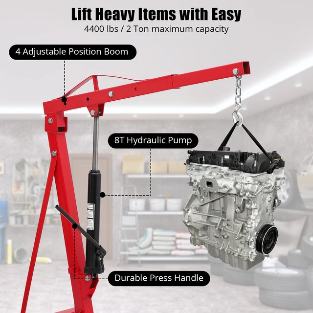 Engine Lift 2 Ton Engine Hoist, Folding Cherry Picker Engine Hoist With ...