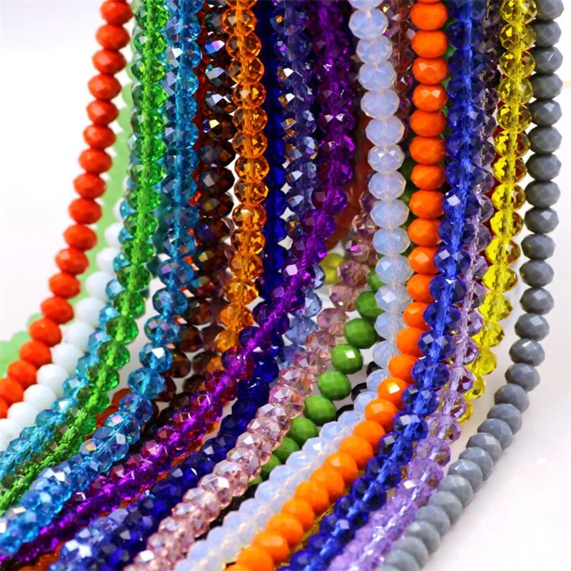AAA Quality Crystal Glass Faceted Beads 3 4 6 8 10mm Rondelle Spacer ...