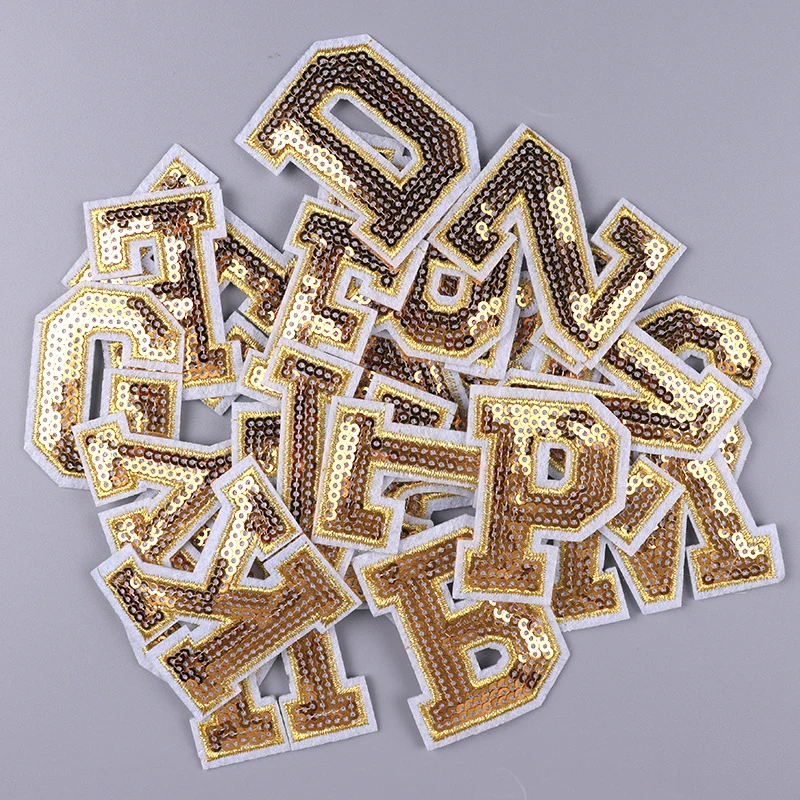 26 English Letters Patch Golden letter embroidery Patch Letter Iron On ...