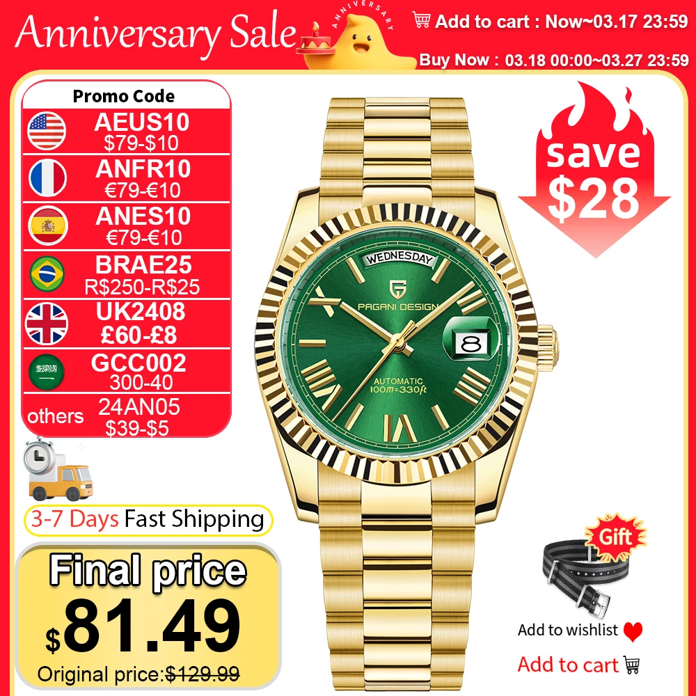 PAGANI-DESIGN-DD36-Gold-Green-V2-Men-s-Mechanical-Watches-Luxury ...