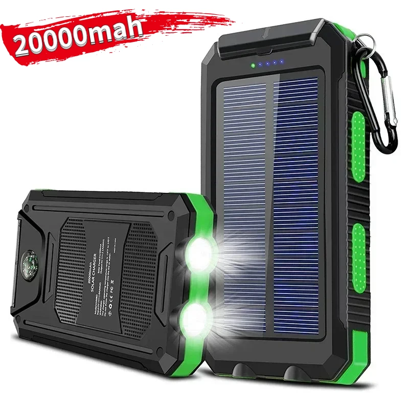 Solar-Power-Bank-20000mAh-with-Compass-Carabiner-Outdoor-Camping ...