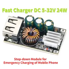 QC3.0 Apple Huawei MTK Samsung DIY Fast Charger DC 5-32V 24W Step-down Module for Emergency ...