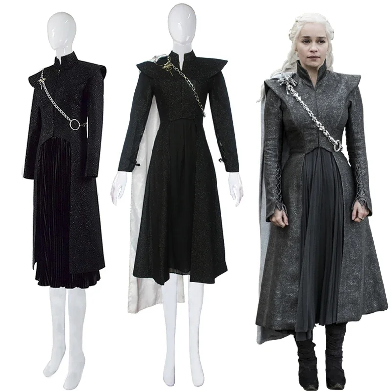 Noel-Daenerys-Targaryen-Cosplay-kost-m-niforma-orta-ya-elbise-siyah-k ...