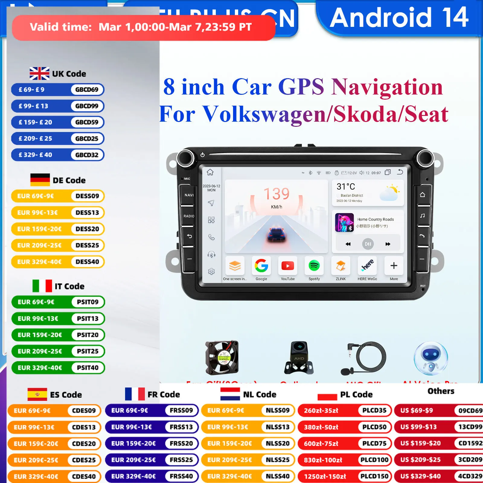 Pro AI Android Auto Radio GPS for Volkswagen VW Passat B6 B7 CC Tiguan ...
