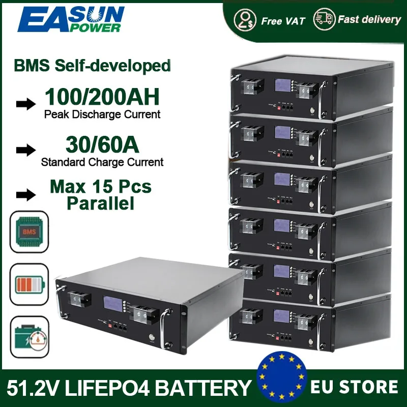 5KWH-LiFePO4-Battery-51-2V-100AH-Solar-Lithium-Battery-Pack-CAN-RS485 ...