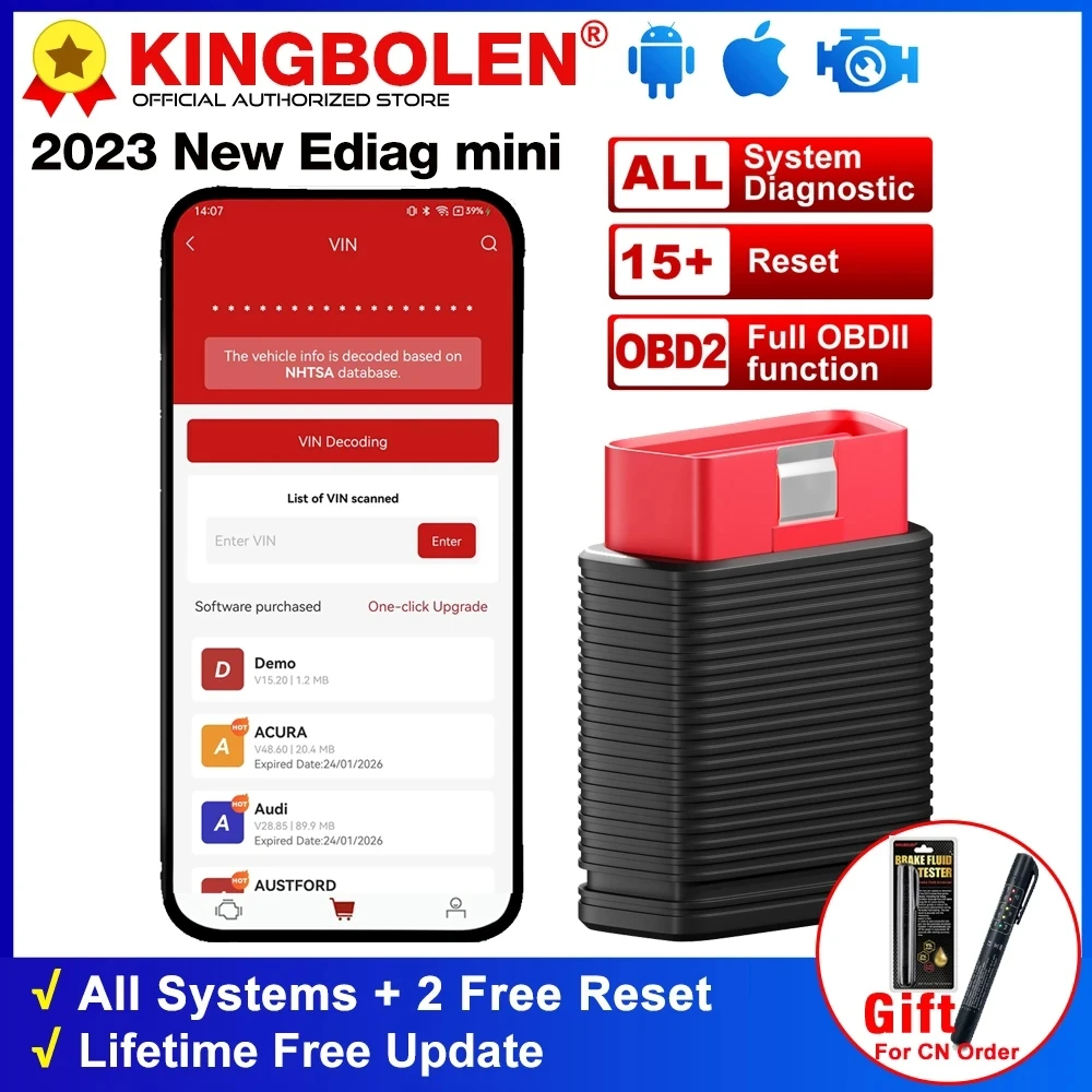 KINGBOLEN EDIAG MINI ALL System Car Diagnostic Tools Oil SAS 15 Reset ...