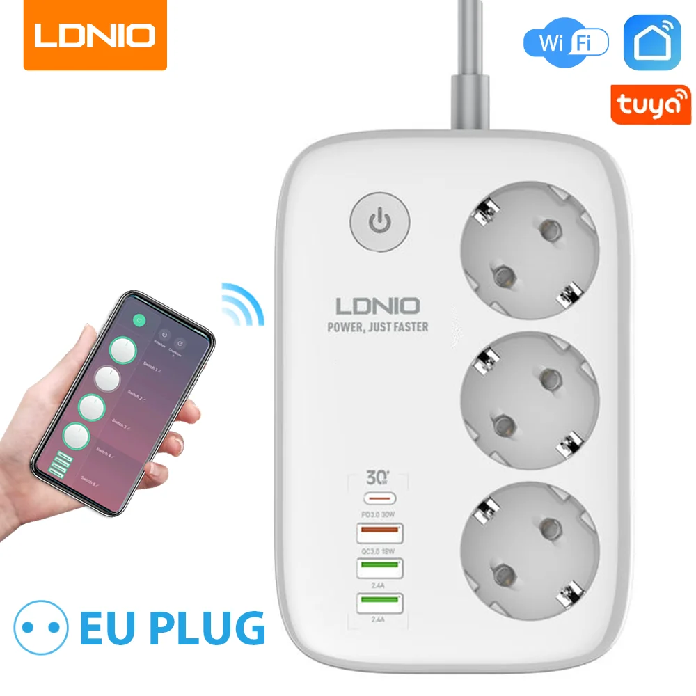 LDNIO Power Strip EU Standard 3 USB Extension Socket 3 Outlets Socket ...