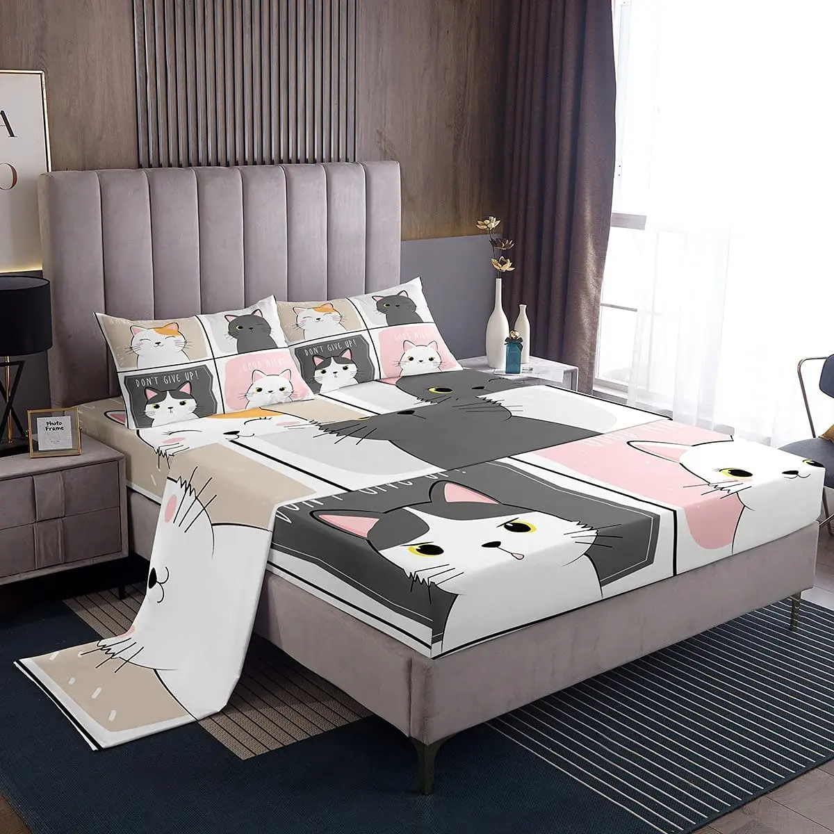 Cartoon Cat Sheet Set Cute Kawaii Animal King Queen Full Twin Size Cartoon Cat Sheet Set Cute Kawaii Animal King Queen Full Twin Size