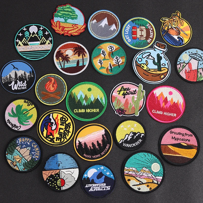 Wilderness Camping Scenery Patches Badges Embroidery Patch Applique ...