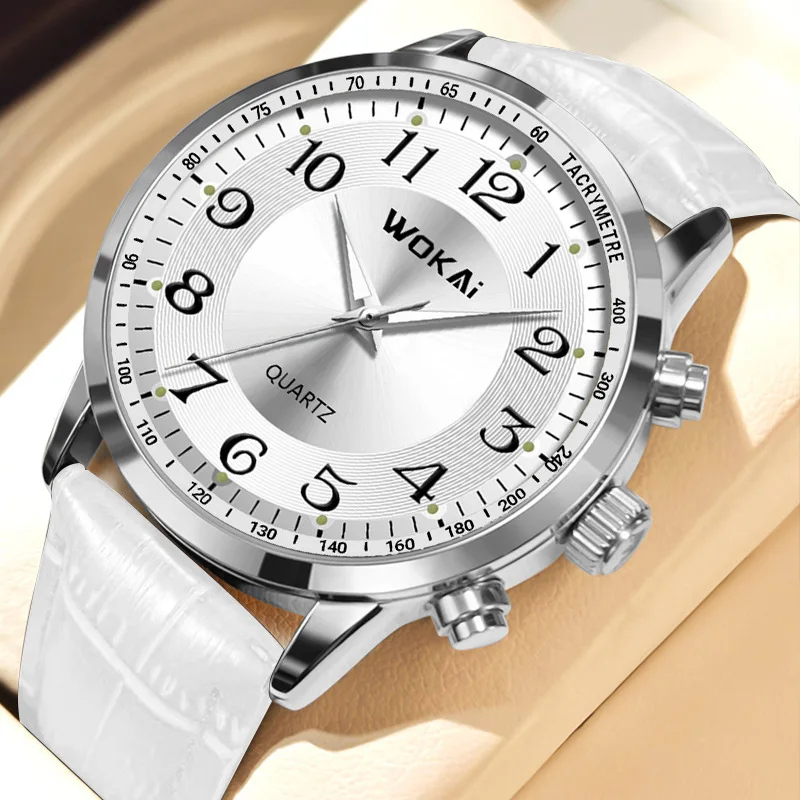 Low Price Hot Sale WOKAI Watch Men Casual Sports White Watches Leather ...