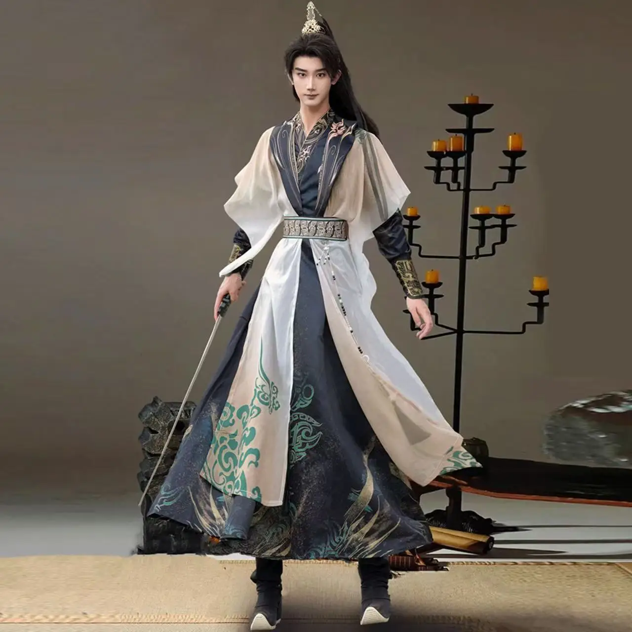 Original Design Wuxia Martial Hanfu Men's Traditional Chinese Bronze ...