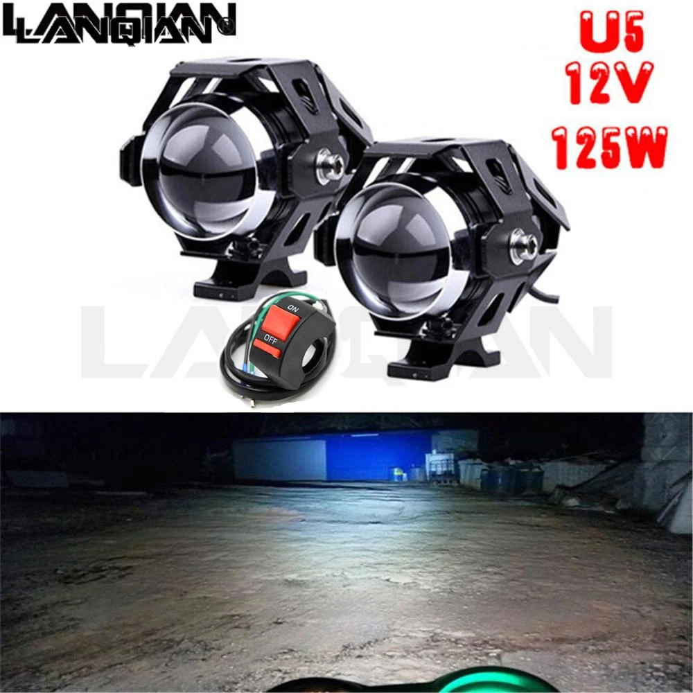 U5 125w 3000lm Motorcycle Waterproof High Power Led Headlight Spot ...