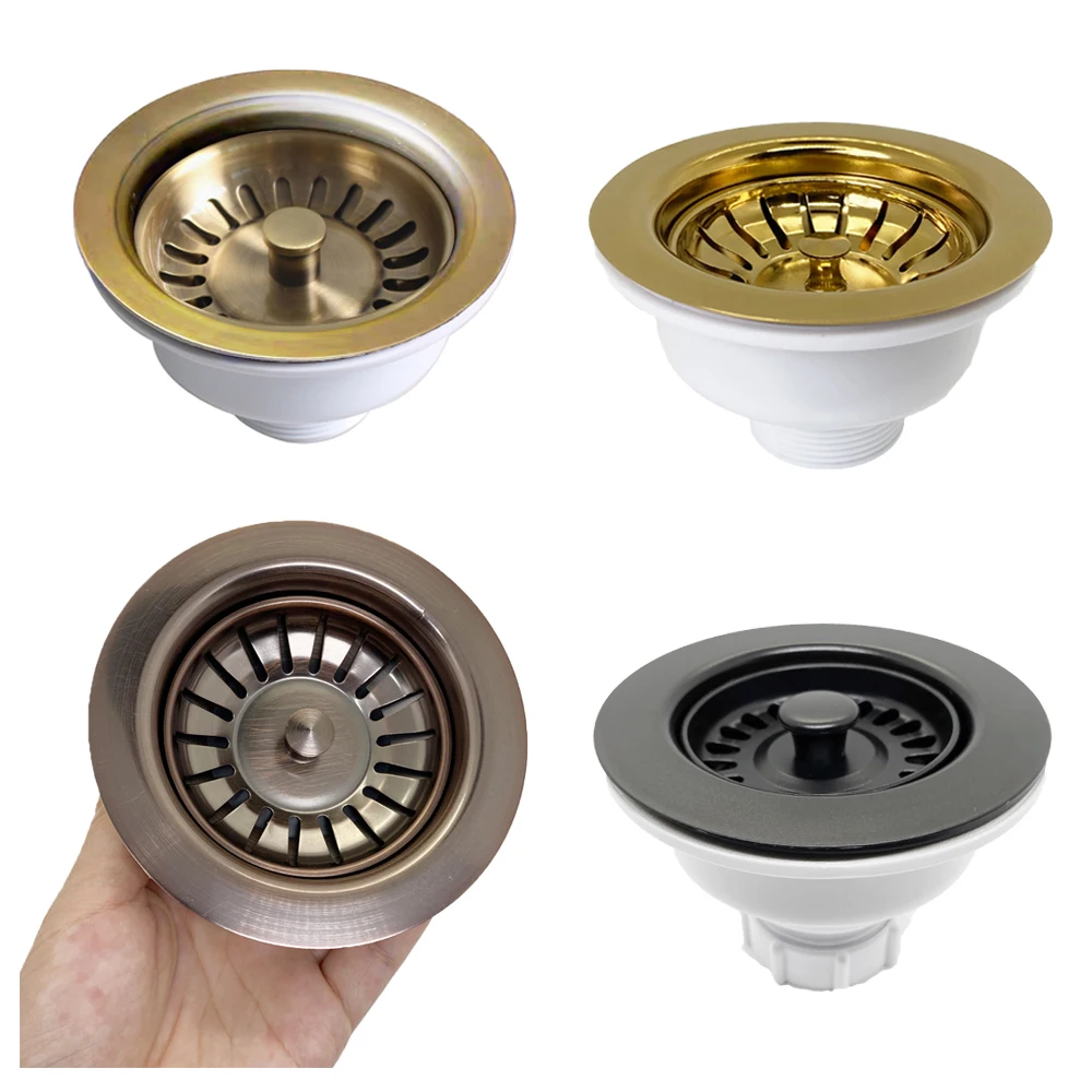 Metal-Kitchen-Sink-Strainer-Plug-Drain-Basket-Filter-SUS-304-Durable ...