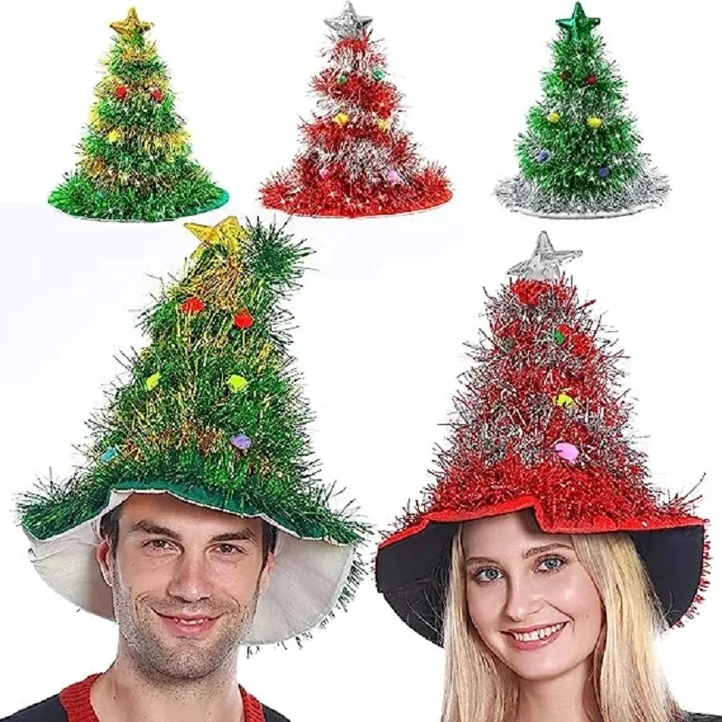 New-Creative-Christmas-Hat-Shiny-Tinsel-Colorful-Poms-Christmas-Themed ...