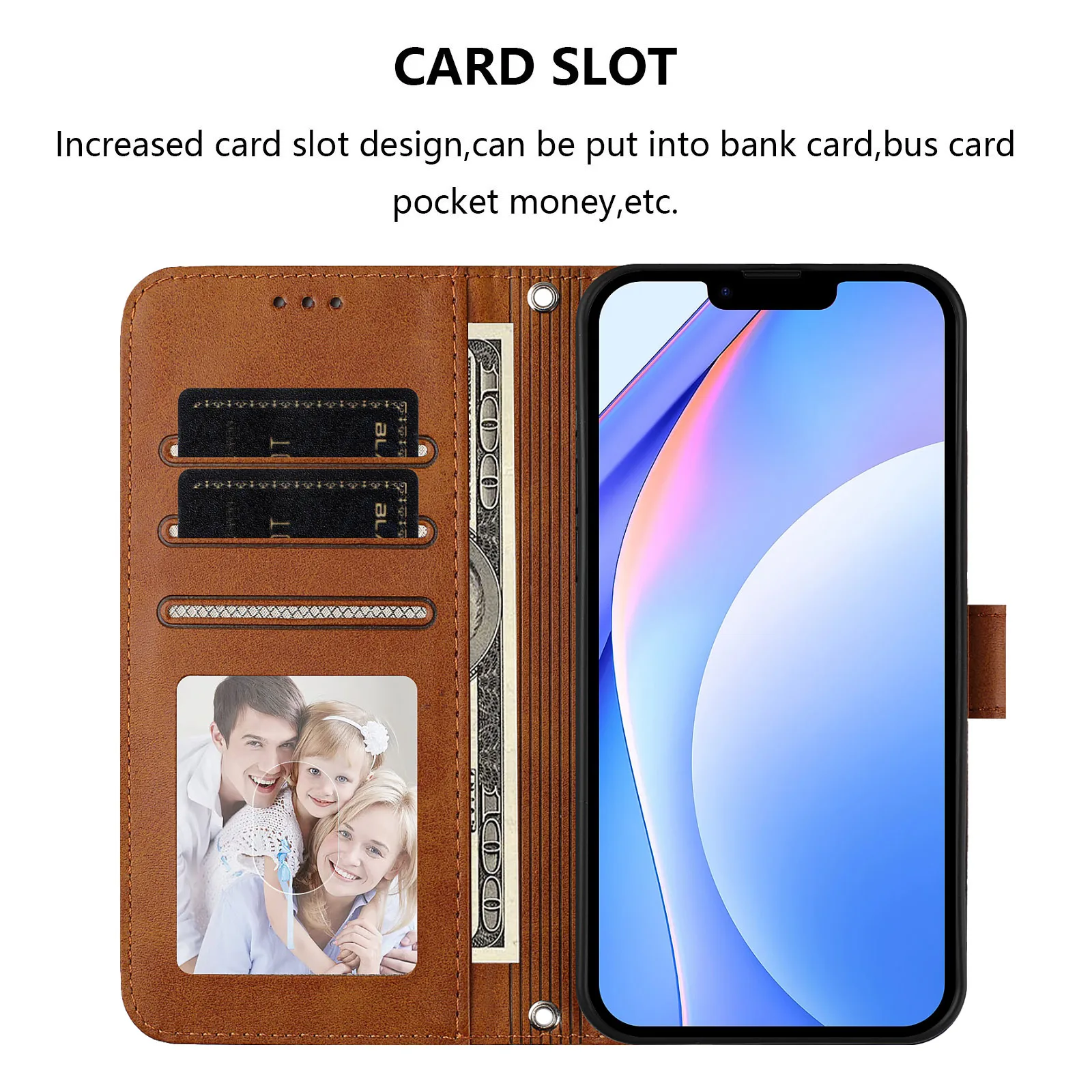 Magnetic Leather Wallet Flip Phone Case with Card Holder and Holster ...