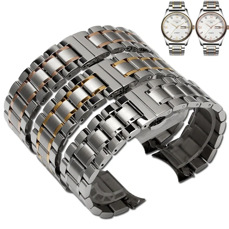 Curved-End-Stainless-Steel-Watchband-Bracelet-Watch-Straps-20mm-22mm ...
