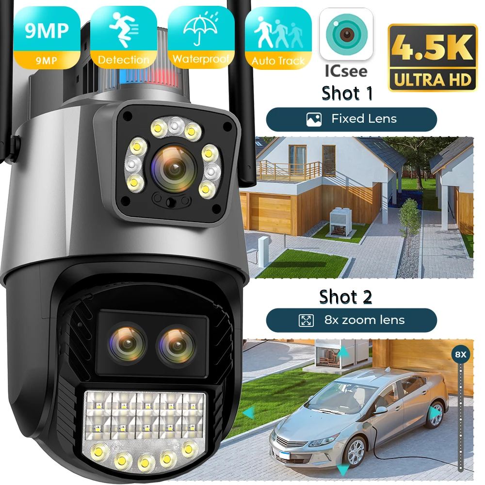 9MP-Three-Lens-WIFI-IP-Camera-4K-HD-Dual-Screen-PTZ-Camera-Auto ...