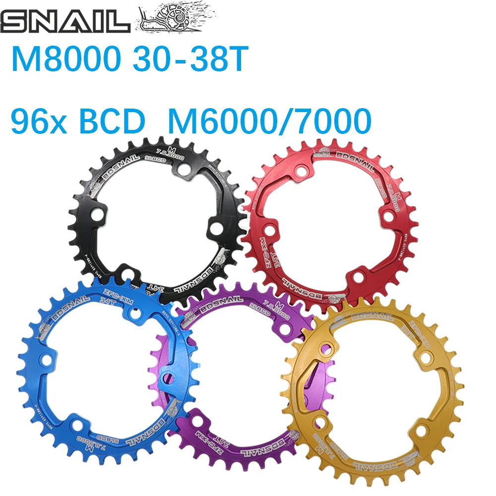 Snail Chainring Round For Shimano M7000 M8000 M9000 30t/32t/34t/36t/38t Tooth 96 Bcd Narrow Wide ...