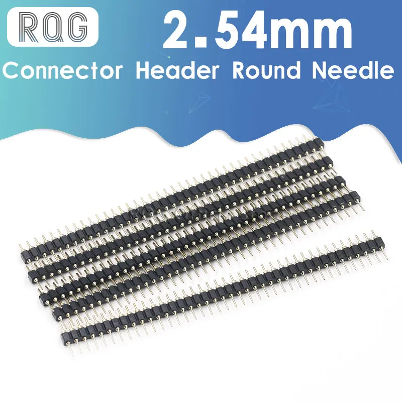 5pcs-40Pin-Connector-Header-Round-Needle-Gold-Plated-1x40-Golden-Pin ...