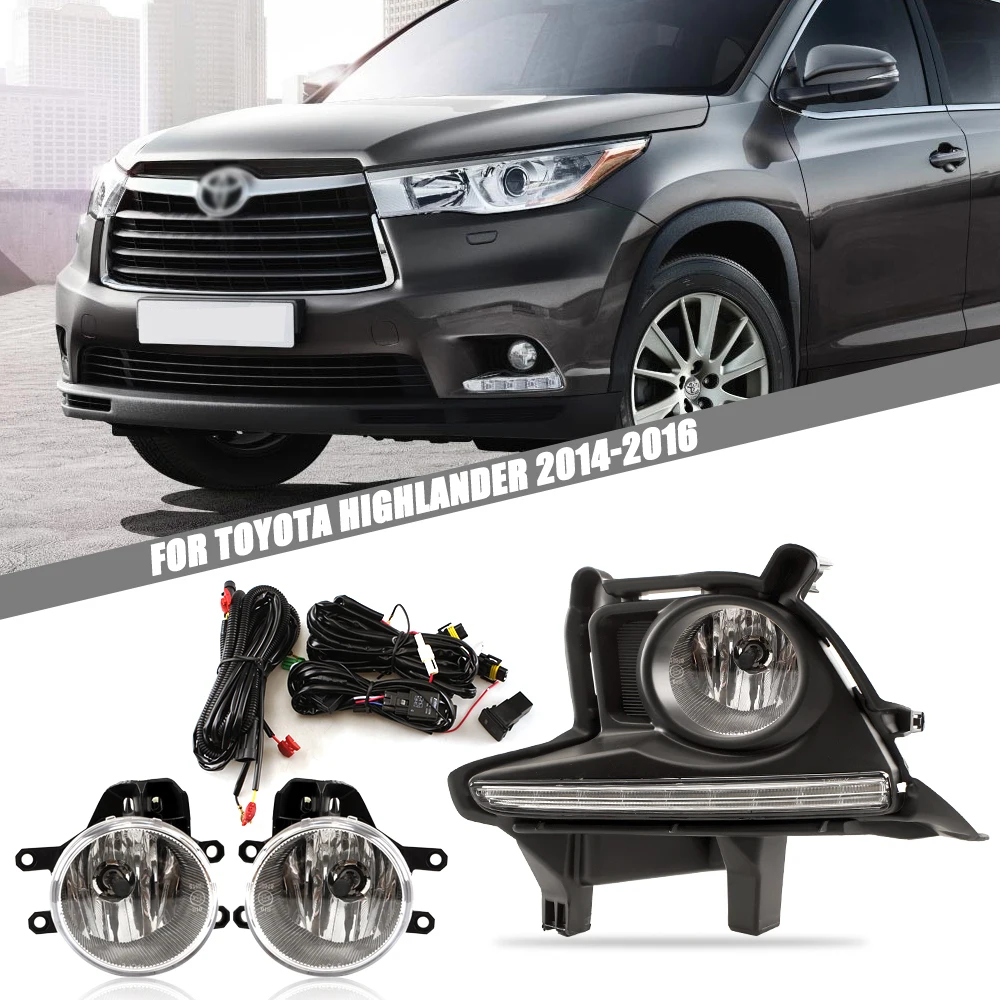 Front Bumper Fog Lamp Upgrade For TOYOTA Highlander 2014 2015 2016 ...