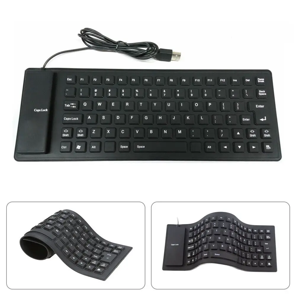 Waterproof-Silicone-Keyboard-Foldable-Flexible-USB-Dustproof-DirtProof ...