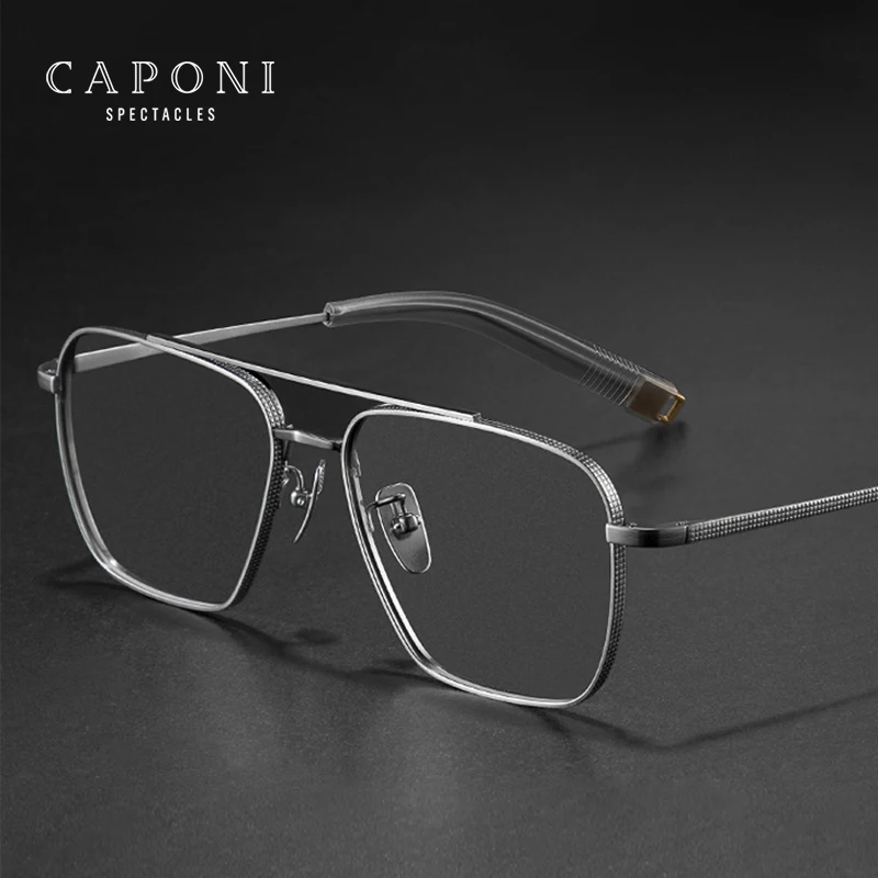 CAPONI-Pure-Titanium-Eye-Glasses-Frame-For-Men-Square-Anti-Blue-Light ...