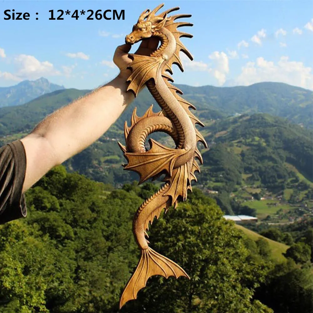 Resin Carving Dragon Statue Wall Hanging Decor Sculpture Home Craft ...