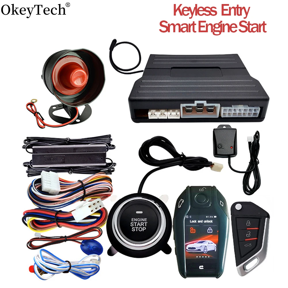 Smart Engine Start Universal LCD Screen Smart Remote Key Car Start Stop ...