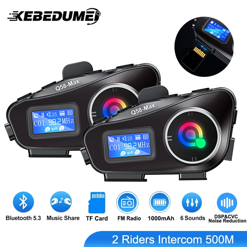 1-2pcs-Motorcycle-Helmet-Intercom-For-2-Riders-500M-Interphone ...