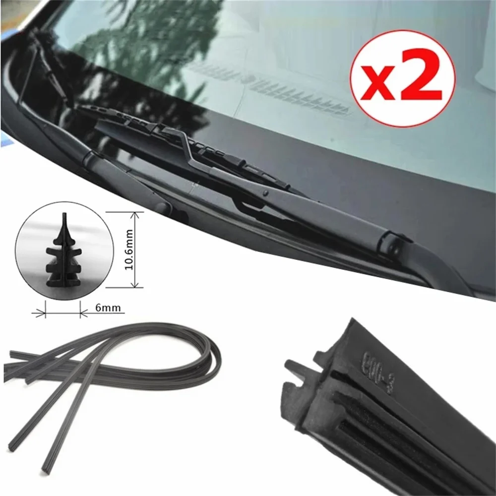 2Pcs-26-6mm-Car-Silicone-Wiper-Blade-Frameless-Auto-Car-Bus-Windshield ...