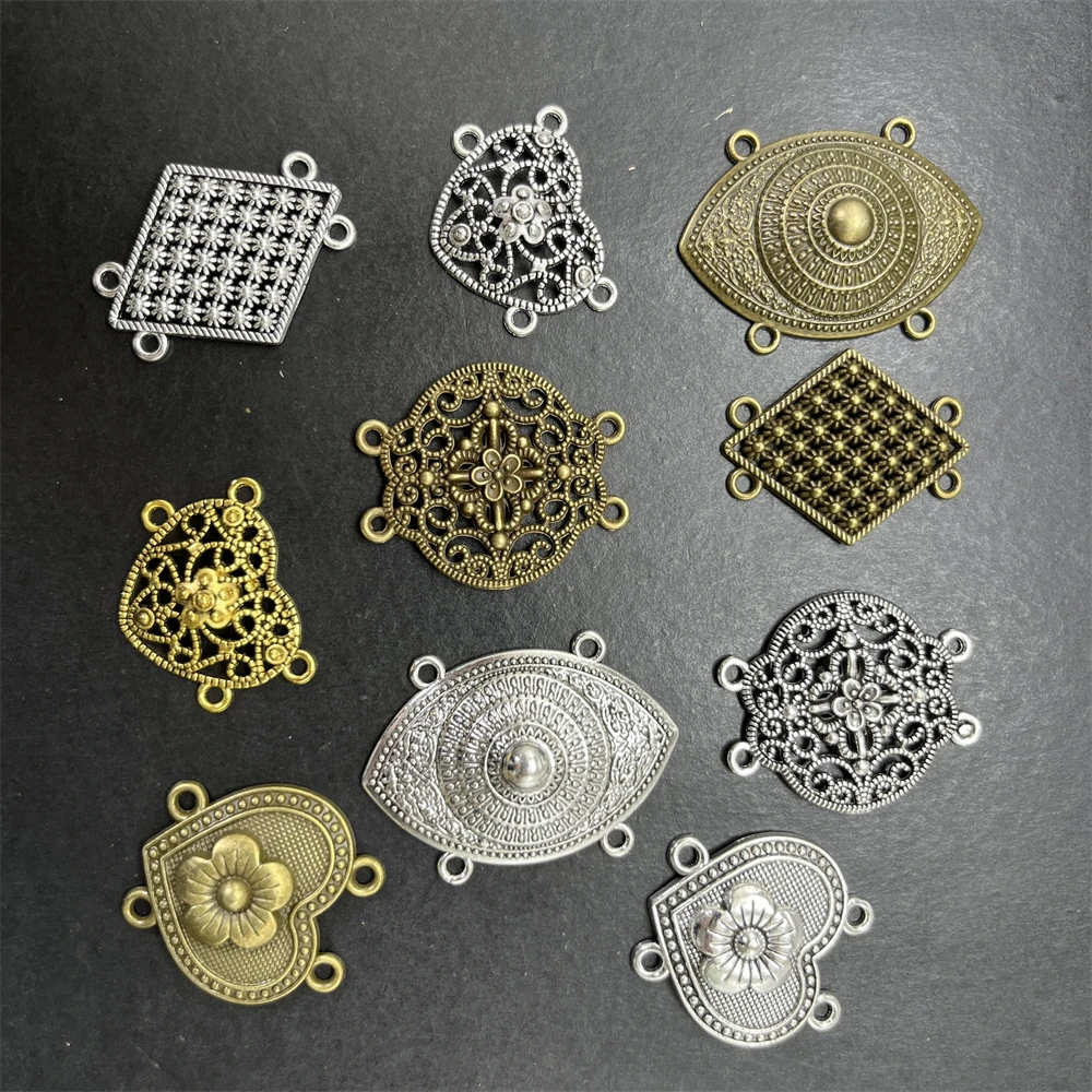 10pcs-Tibetan-Silver-Body-Chain-Flower-Porous-Connector-Retro-Pendants ...