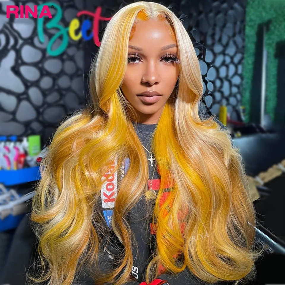 Yellow With 613 Lace Front Wig 13X4 Ombre Light Yellow Blonde 613 Color ...