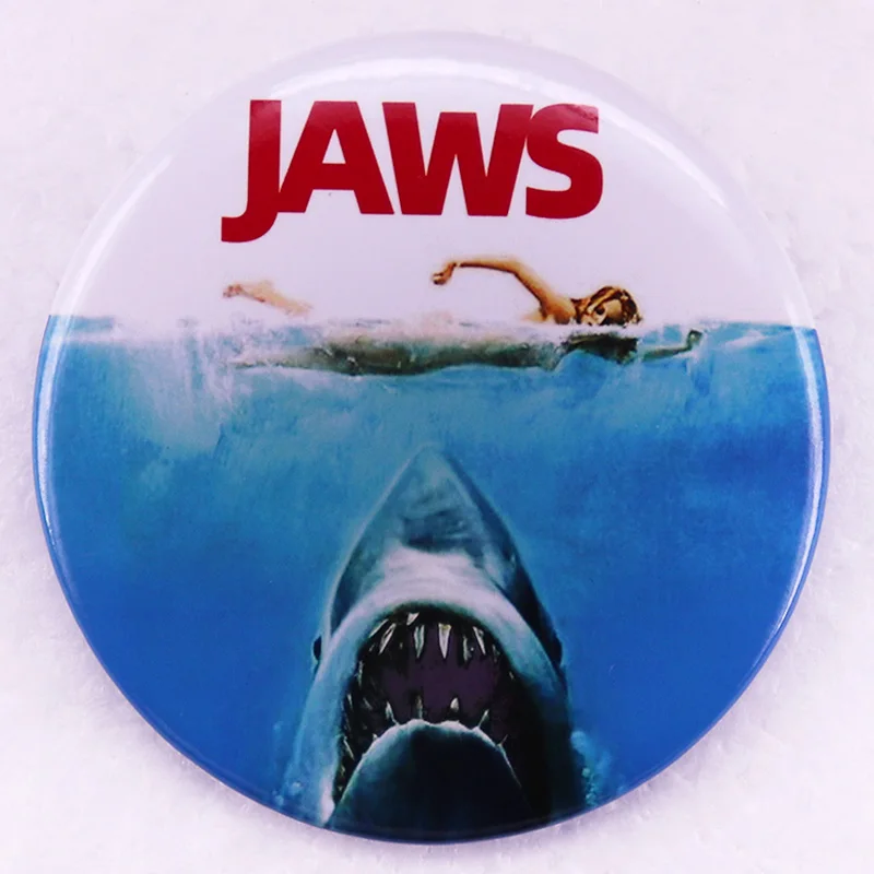 Jaws Shark Movie Poster Pins Button Badge Pins Pinback Brooch Jewelry 58MM