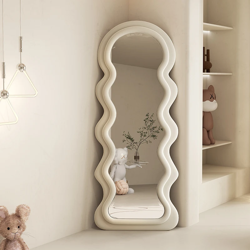 House Wall Mirror Aesthetic Bedroom Cute Nordic Mirror Living Room Wavy ...