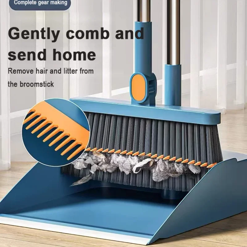 Folding-Broom-Dustpan-Floor-Brush-Set-Indoor-Non-stick-Hair-Long-Handle ...