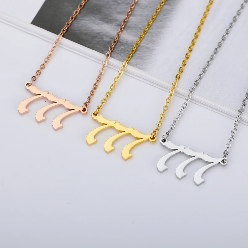 Stainless Steel Angel Number Necklace for Women Men 111 222 333 444 555 ...